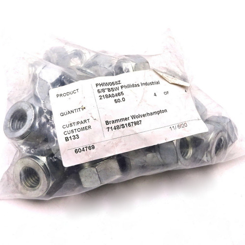 Nut PHIW058Z 5/8" BSW Philidas Industrial 50 Units - Axxa - Motor Control & Automation